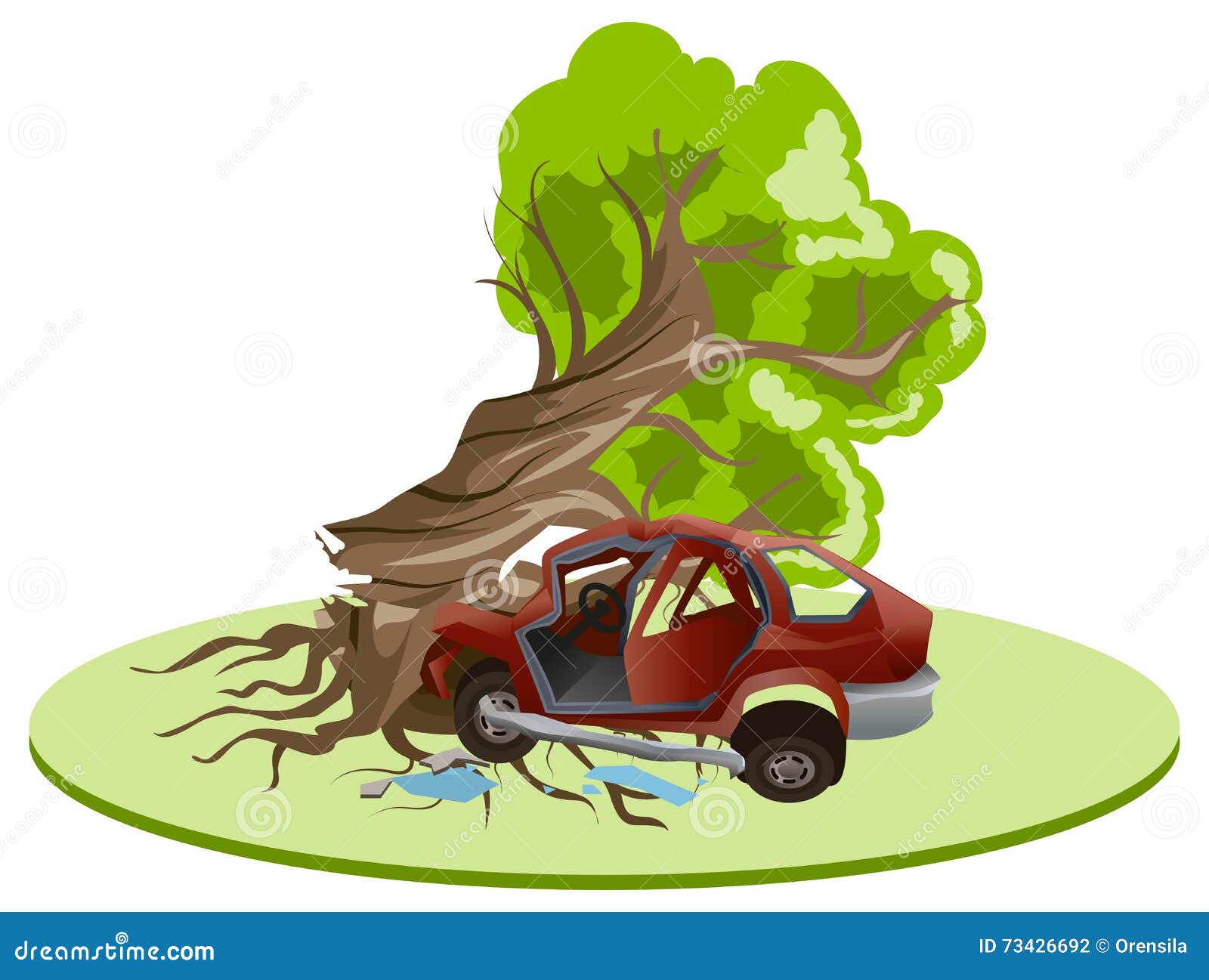 Accident Car Crash Ran into Tree. Vehicle Insurance Stock Vector ...