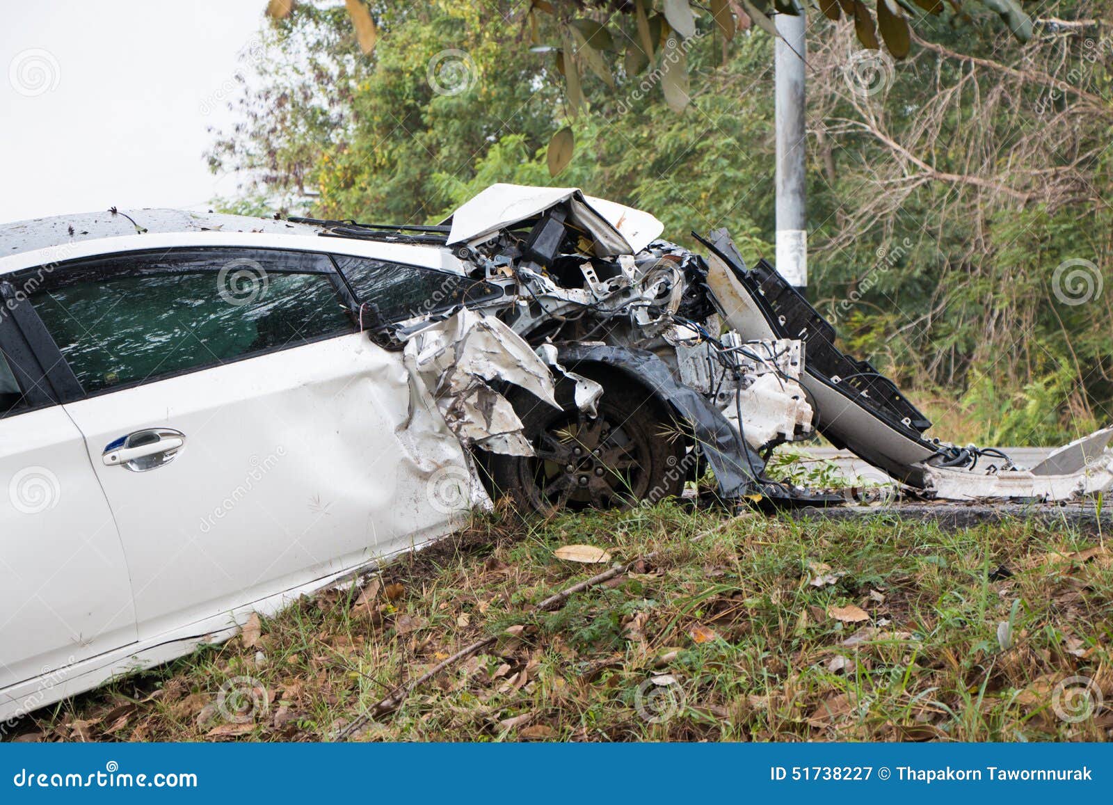Accident Car Crash with Tree Stock Image - Image of debris, editorial ...