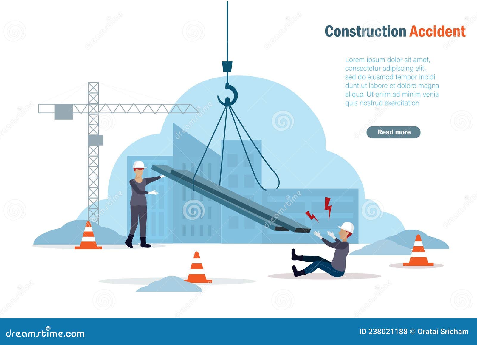 Accident at Construction Site. Steel Plate Falling on Workers when ...