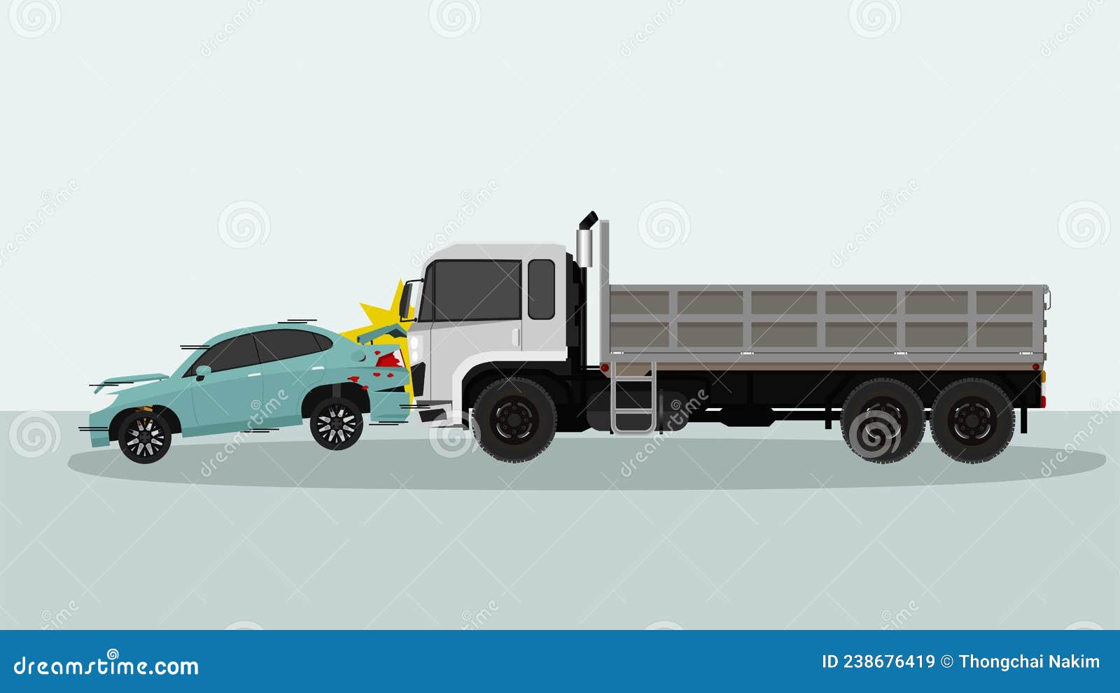 Accident In Container Trucks Crash Into The Back Of A Pickup Truck ...