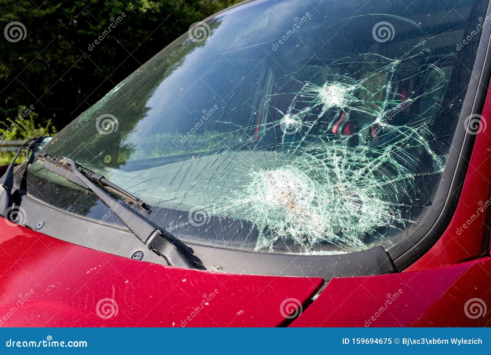 Accident Damaged Windshield Stock Image - Image of glass, breakage ...