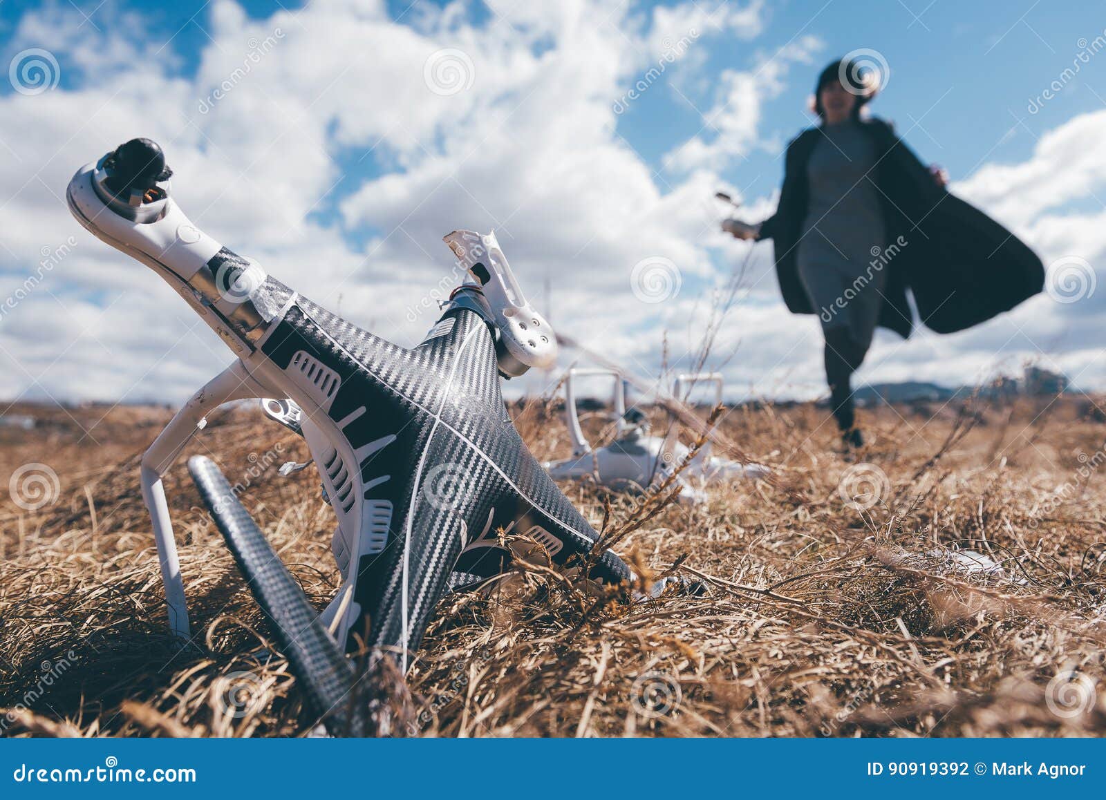 Accident with a drone stock photo. Image of copter, aviation - 90919392