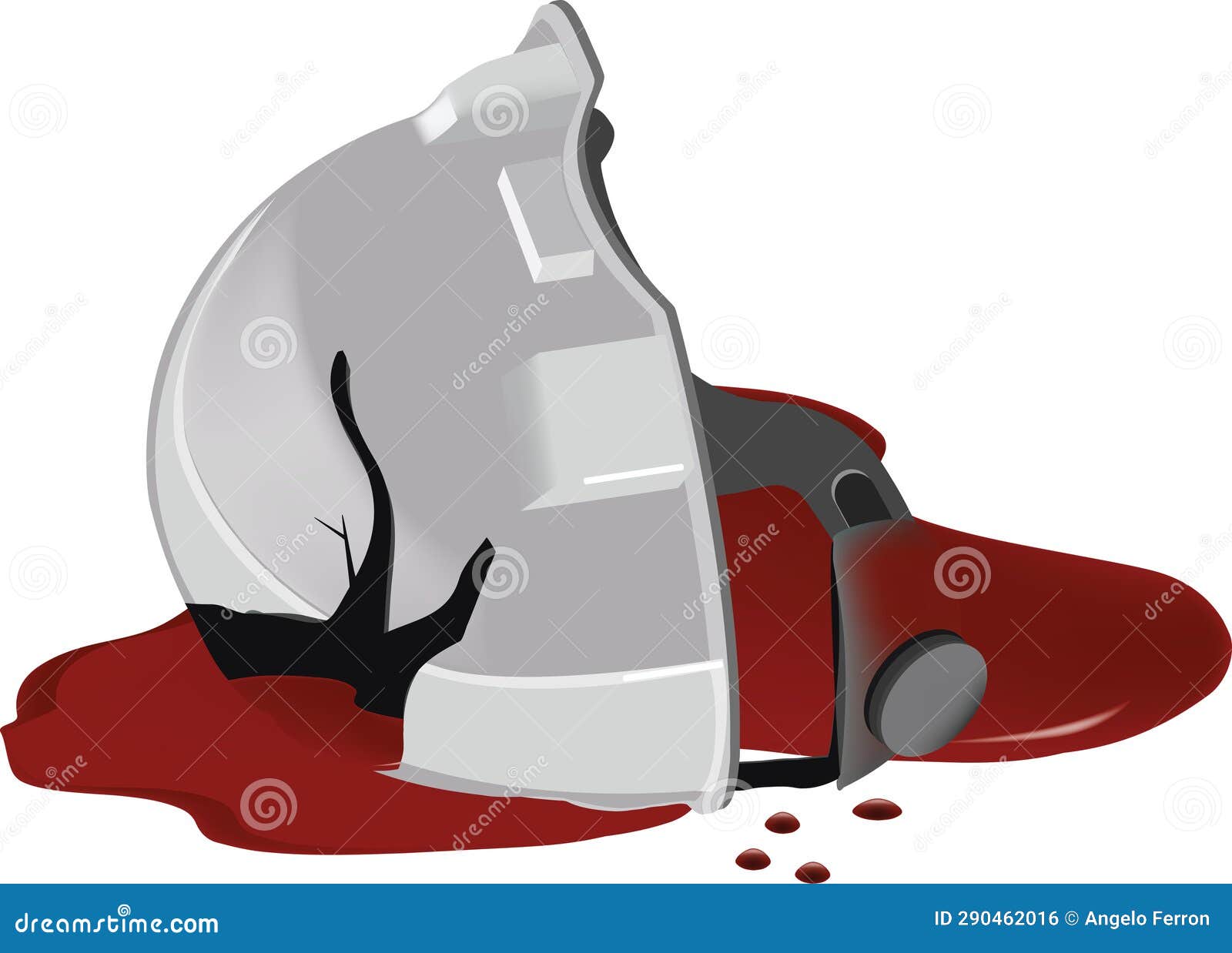 Accident Helmet White Broken and Dirty with Blood Accident at Work ...