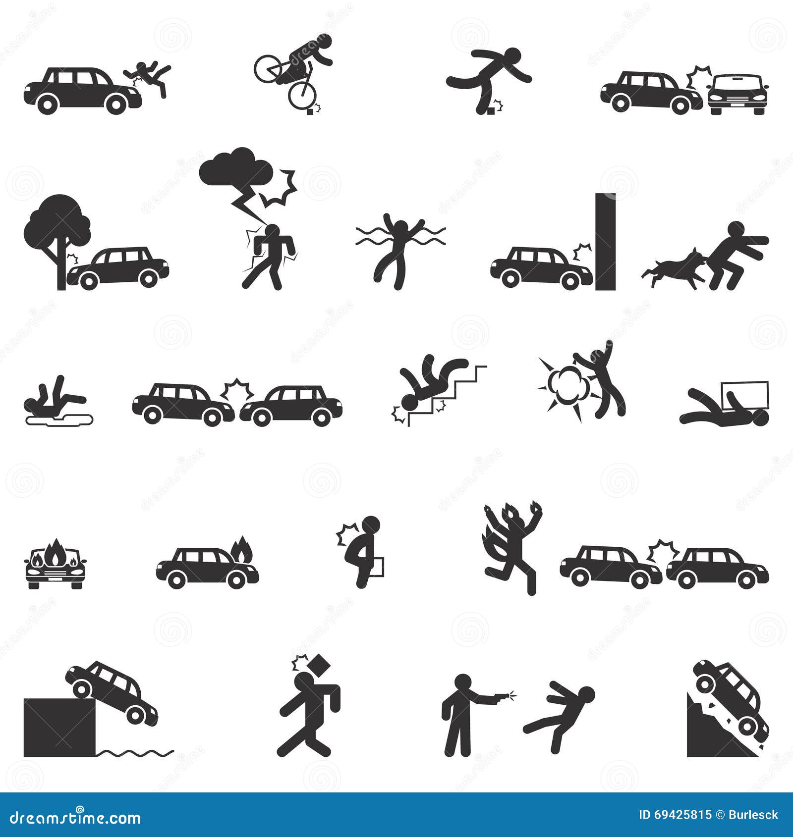 Accident icons vector stock vector. Illustration of broken - 69425815