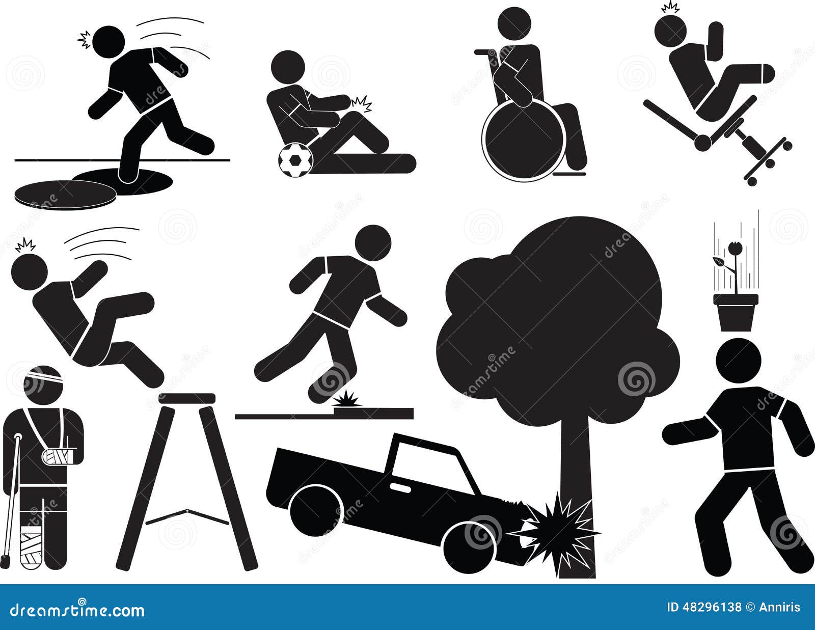 Silhouette Of Accident And Insurance Service Cartoon Vector ...