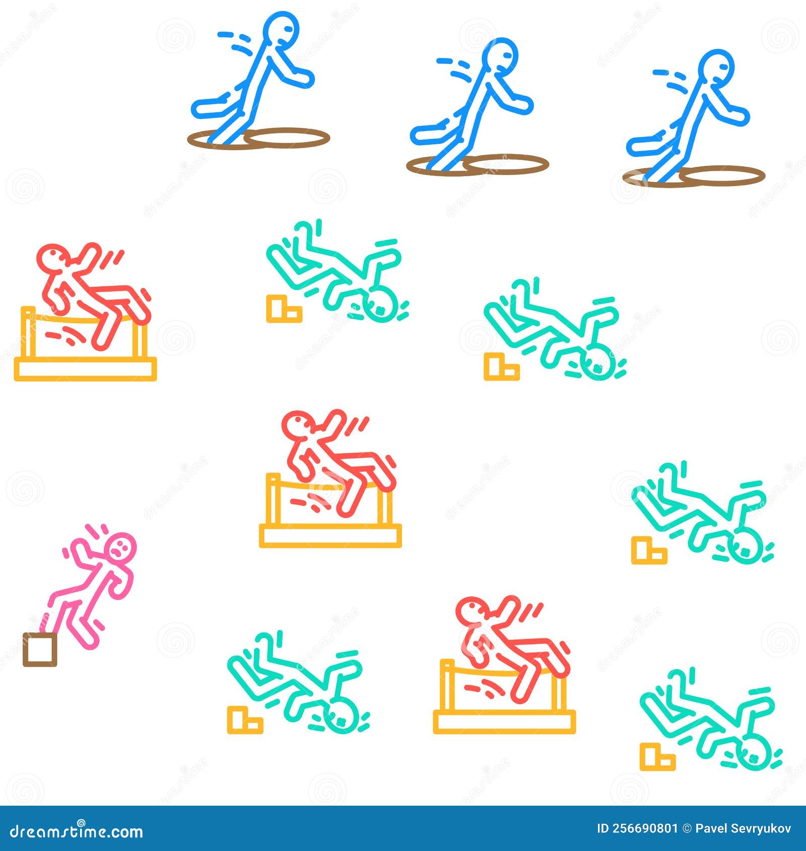 Accident Injury Man Person Vector Seamless Pattern Stock Illustration ...