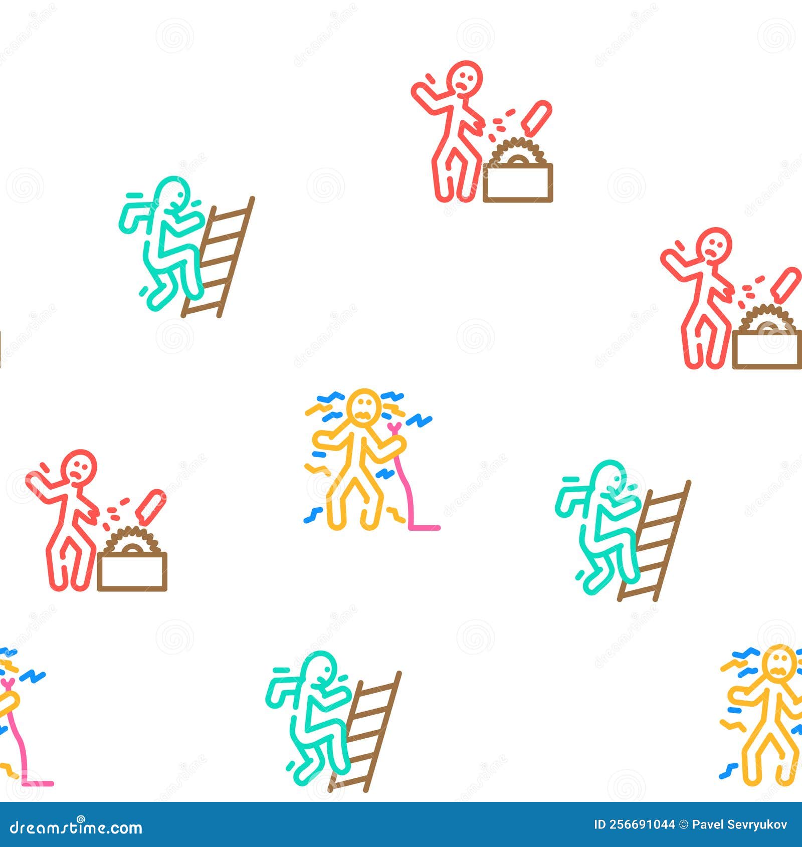 Accident Injury Man Person Vector Seamless Pattern Stock Illustration ...