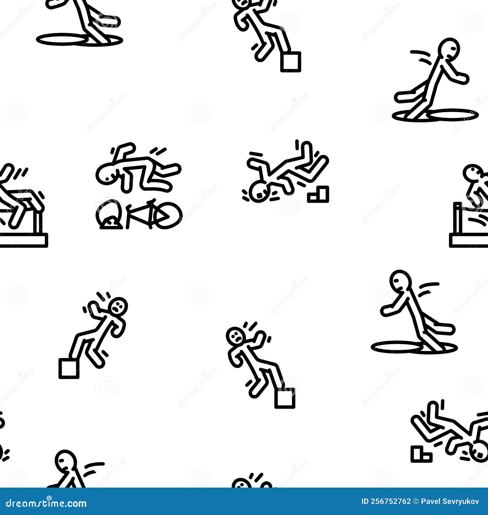 Accident Injury Man Person Vector Seamless Pattern Stock Vector ...