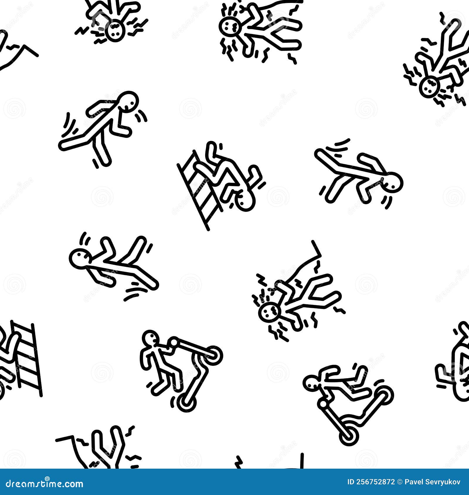 Accident Injury Man Person Vector Seamless Pattern Stock Illustration ...