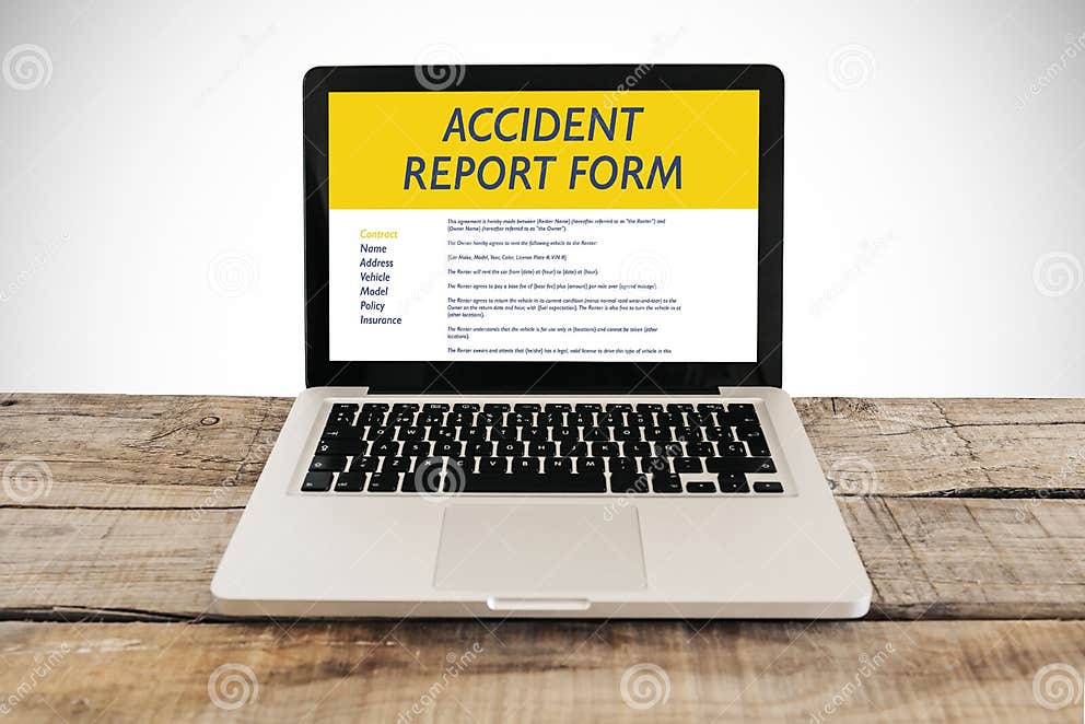 Accident Report Form in a Computer Screen. Stock Image - Image of ...