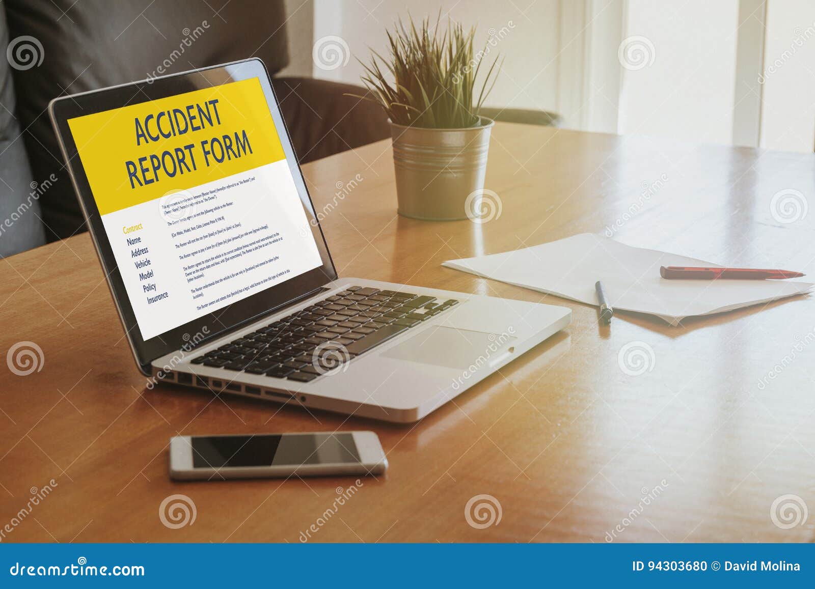 Accident Report Form in a Laptop Screen at the Office. Stock Photo ...