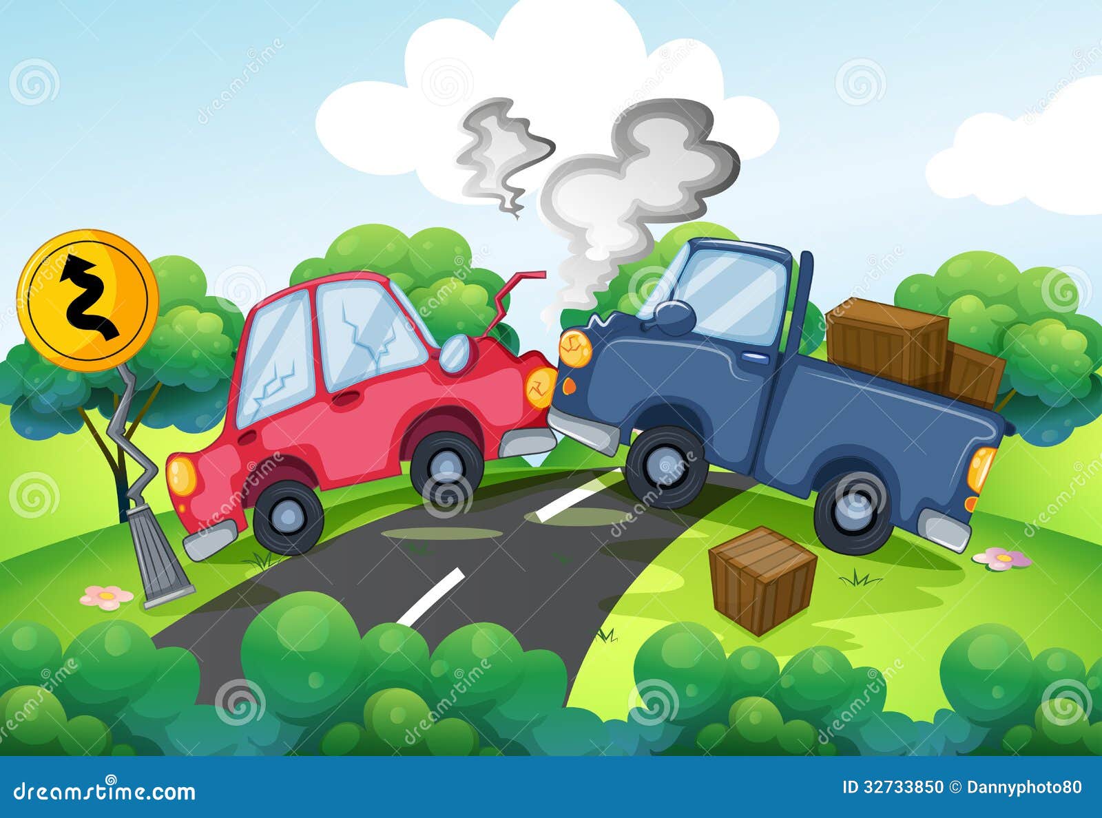 An accident at the road stock vector. Illustration of automobile - 32733850