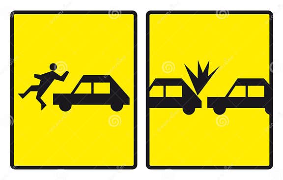 Accident road signs stock vector. Illustration of signs - 5942579