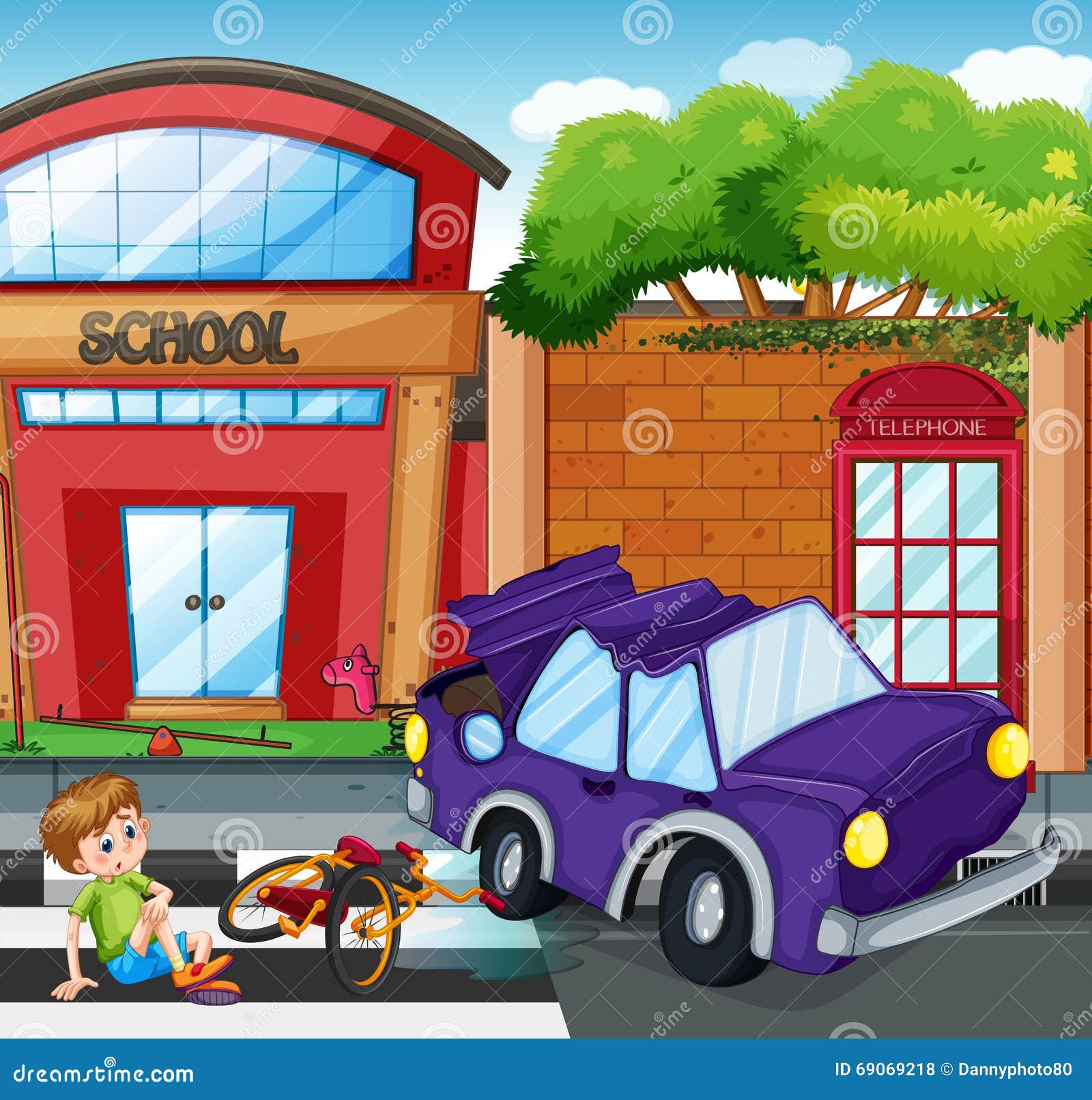 Accident Scene with Boy Getting Hurt Stock Vector - Illustration of ...