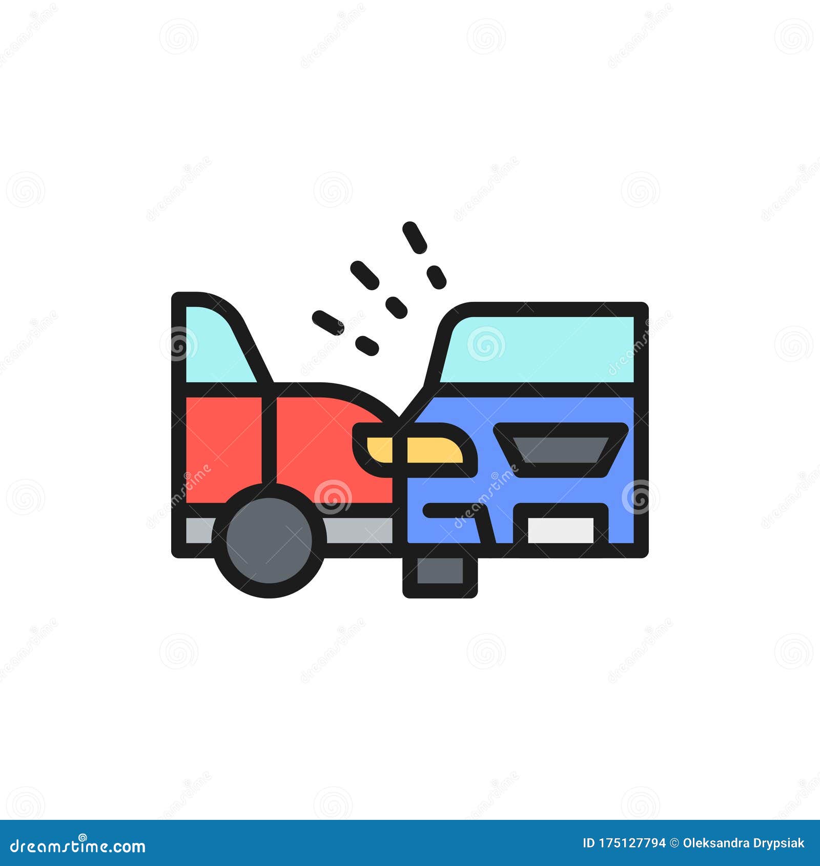 Accident, Side Collision with Two Automobiles, Car Crash Flat Color ... Accident, Side Collision with Two Automobiles, Car Crash Flat Color ...