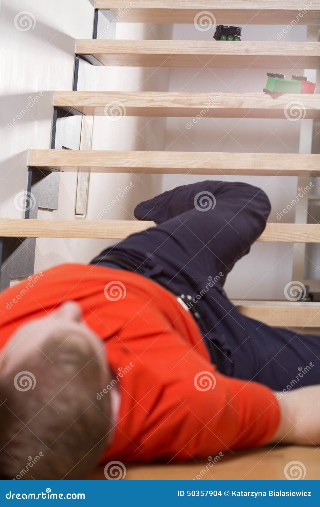 Accident on the stairs stock photo. Image of careless - 50357904
