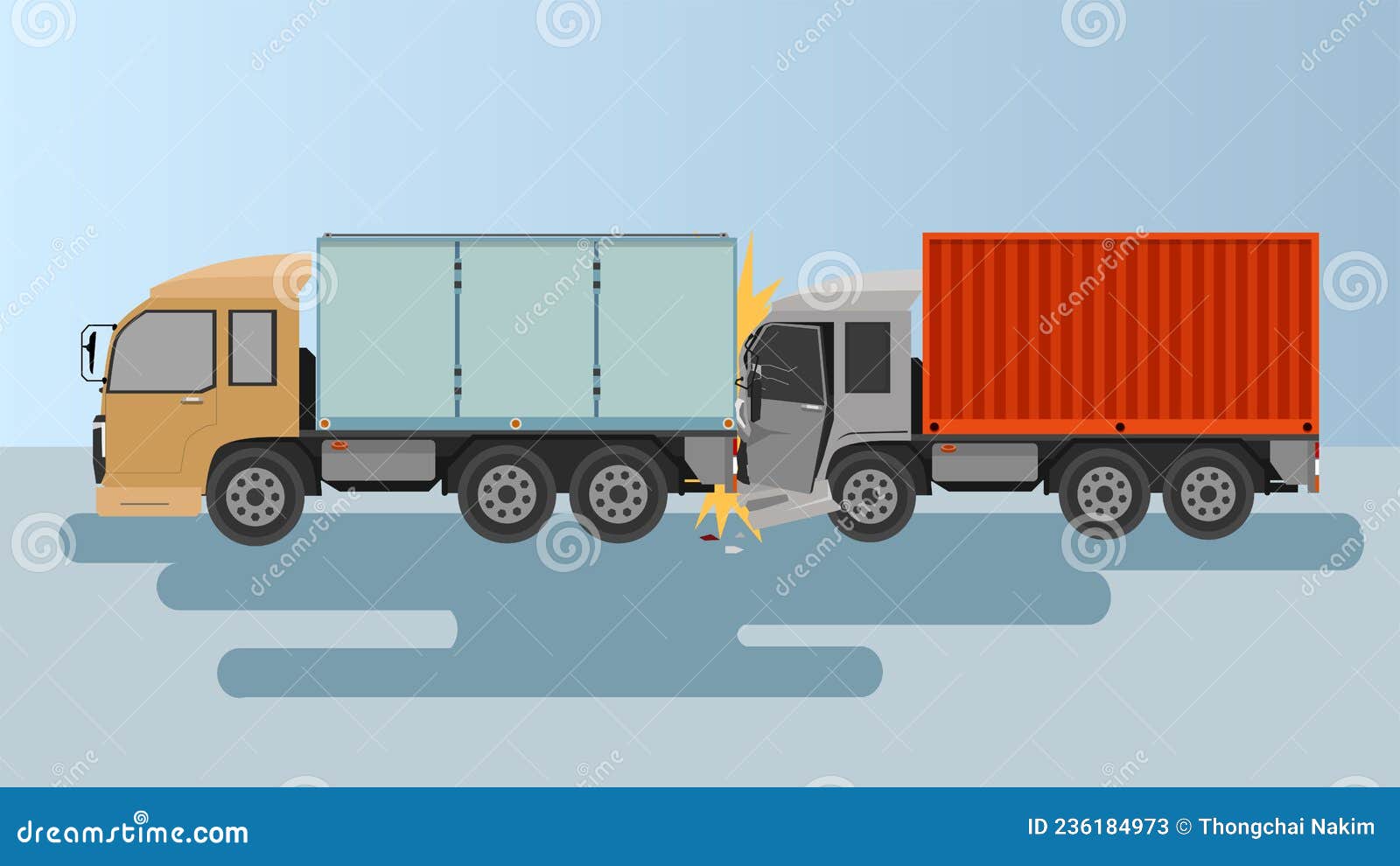 Accident in Two Container Trucks Collided, Causing Severe Damage To the ...