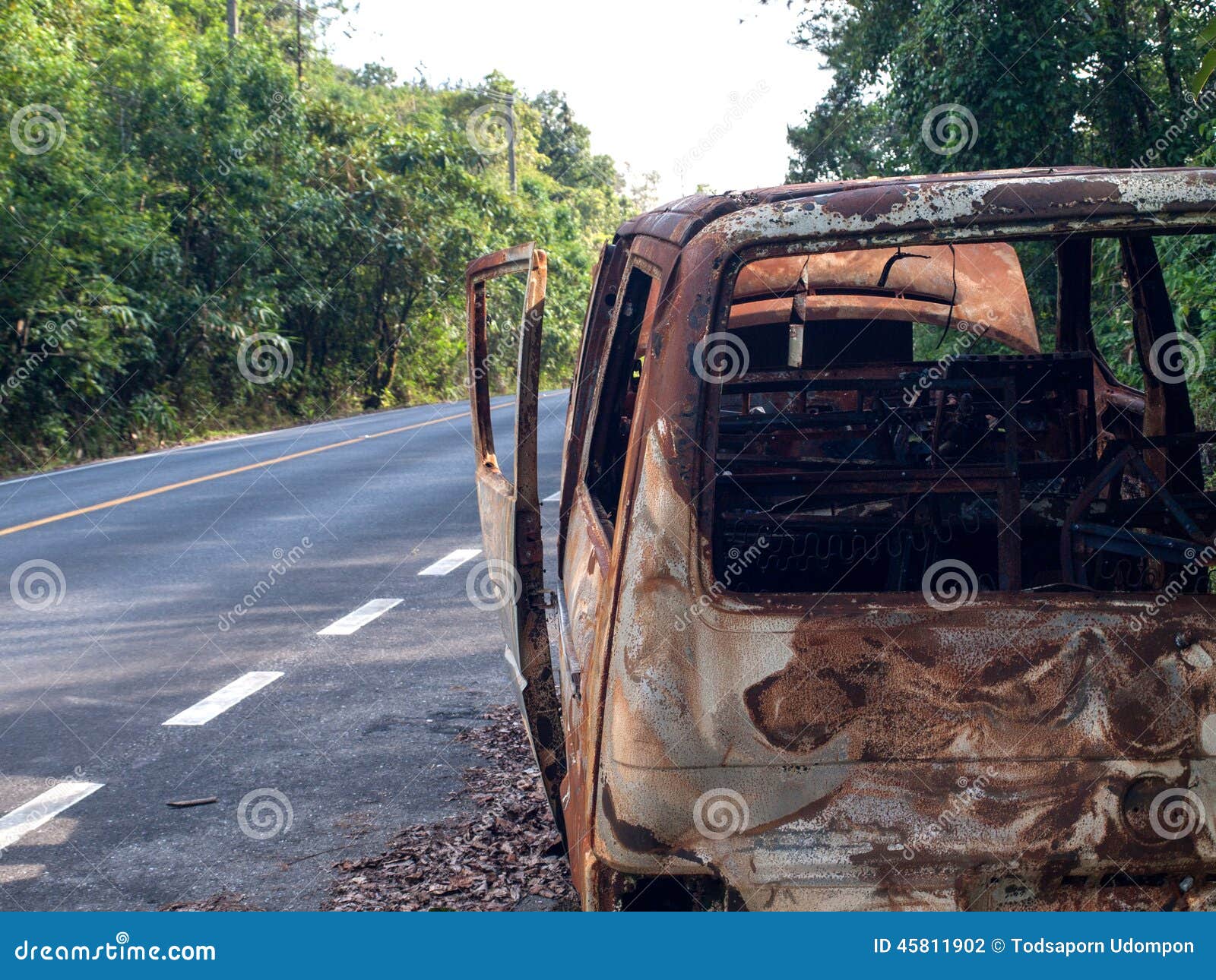 Accident van. stock photo. Image of burn, fire, transportation - 45811902