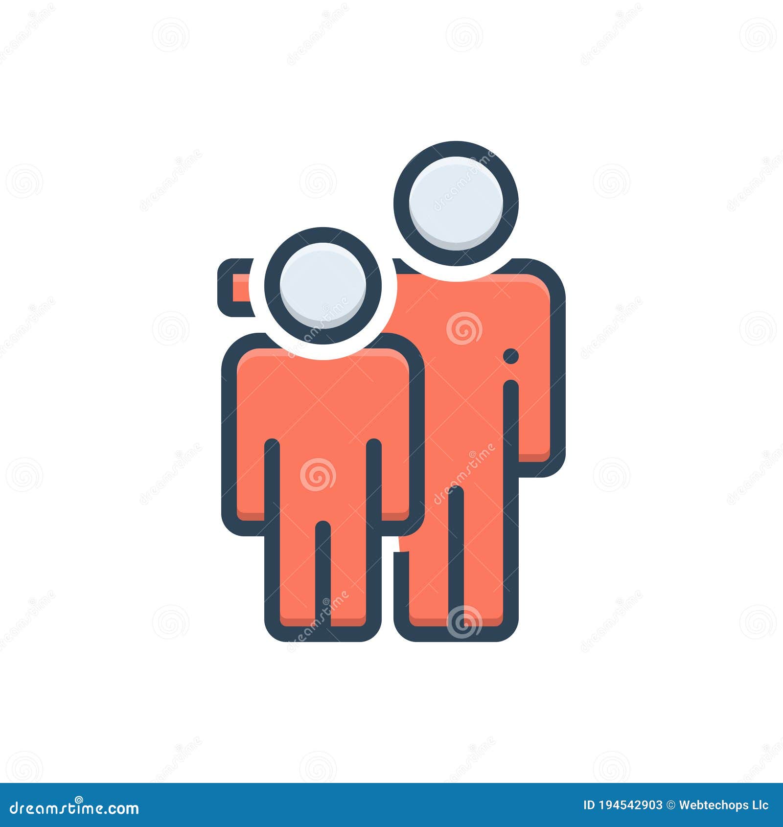 Color Illustration Icon for Accompanied, Together and Endways Stock ...