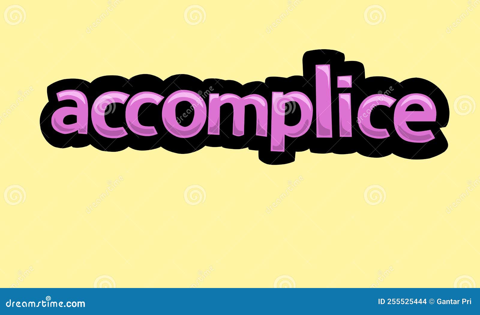 ACCOMPLICE Writing Vector Design on a Yellow Background Stock ...