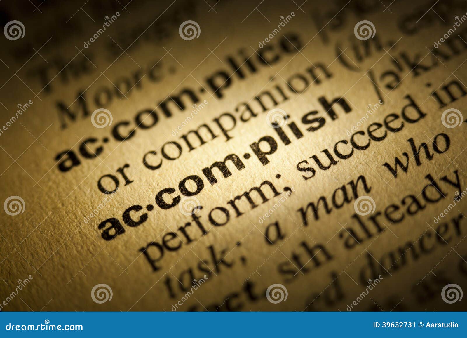 Accomplish stock image. Image of dictionary, important - 39632731