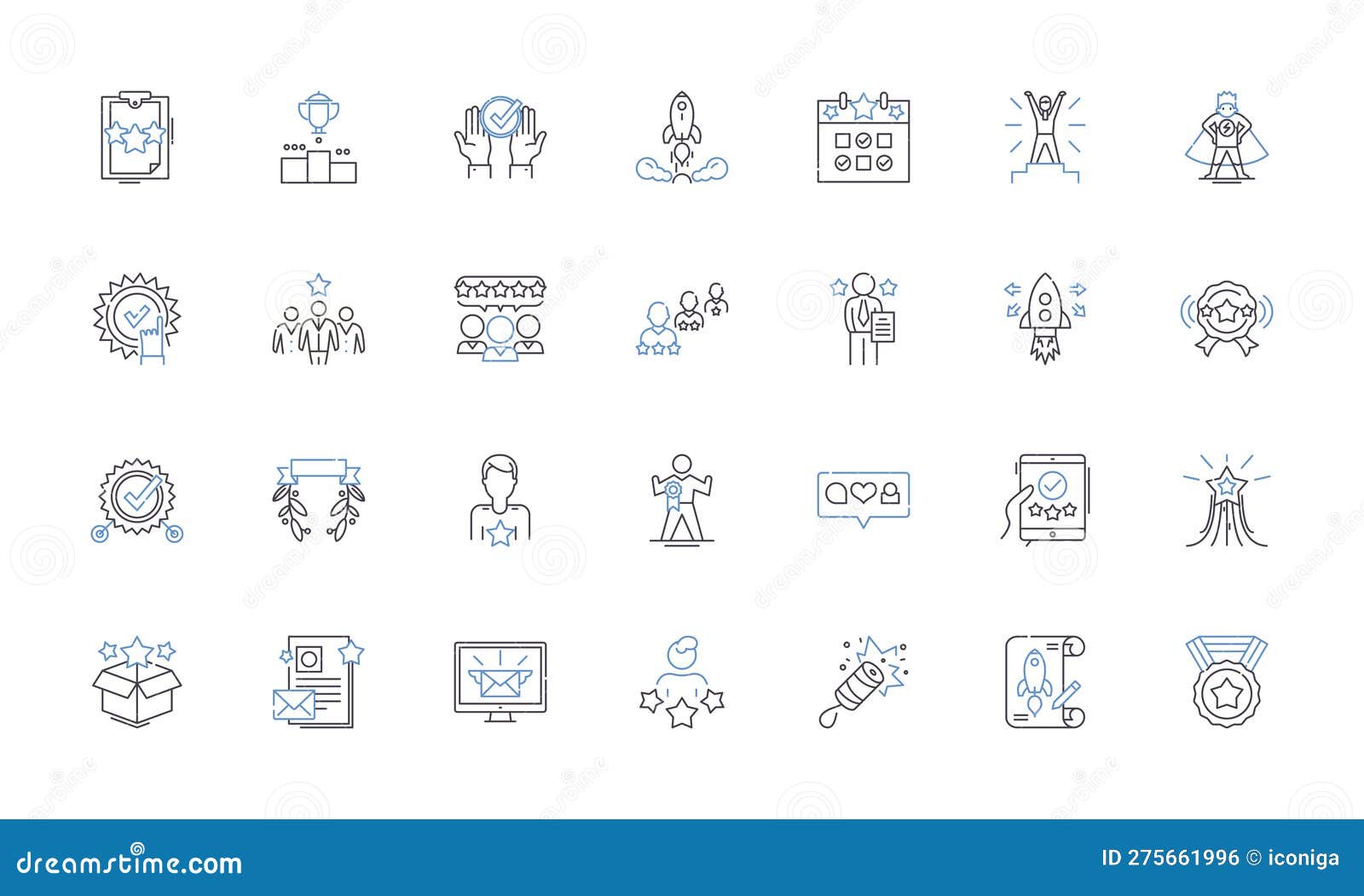 Accomplished Line Icons Collection. Successful, Achieved, Proficient ...