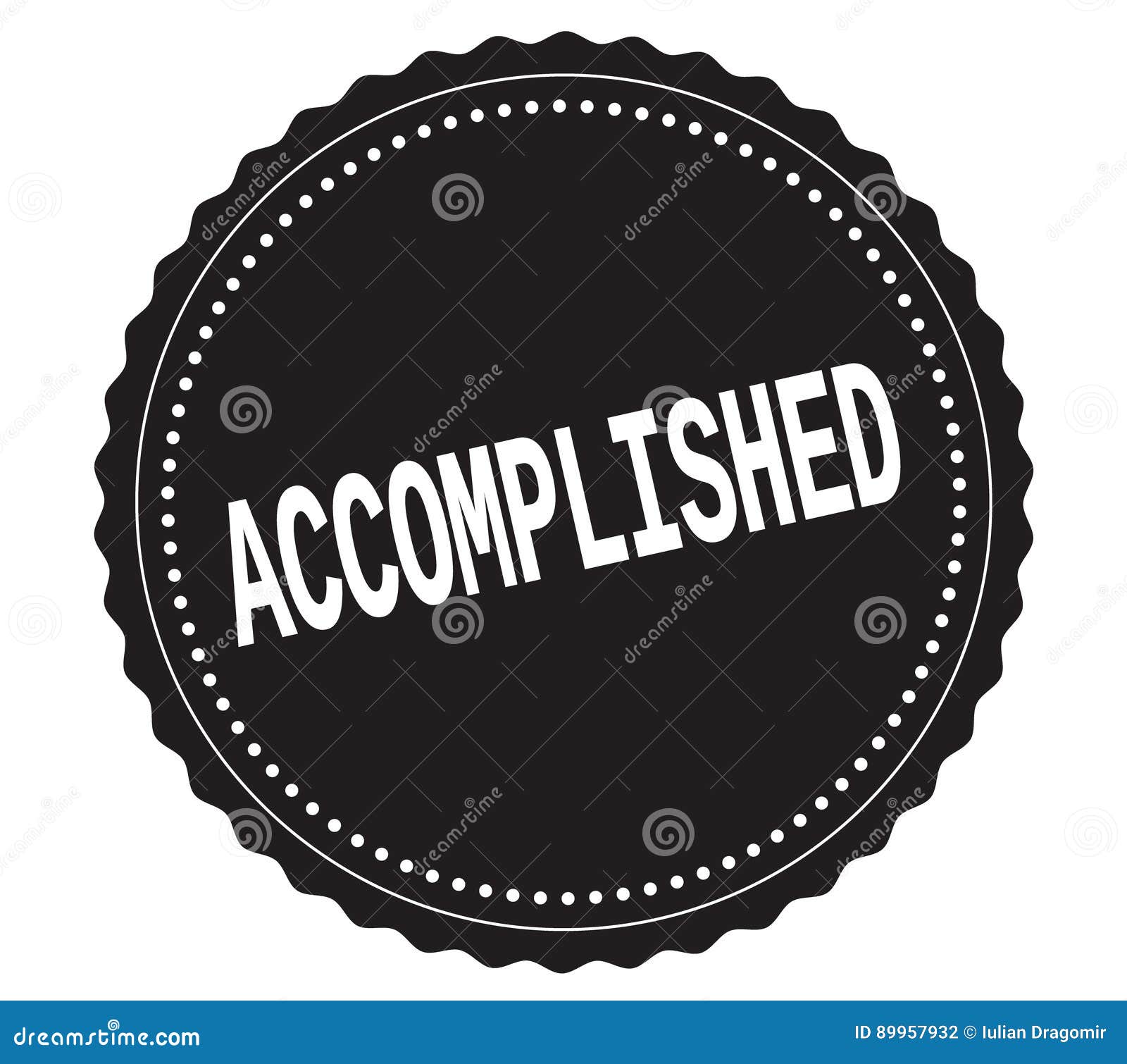 ACCOMPLISHED Text, on Black Sticker Stamp. Stock Illustration ...