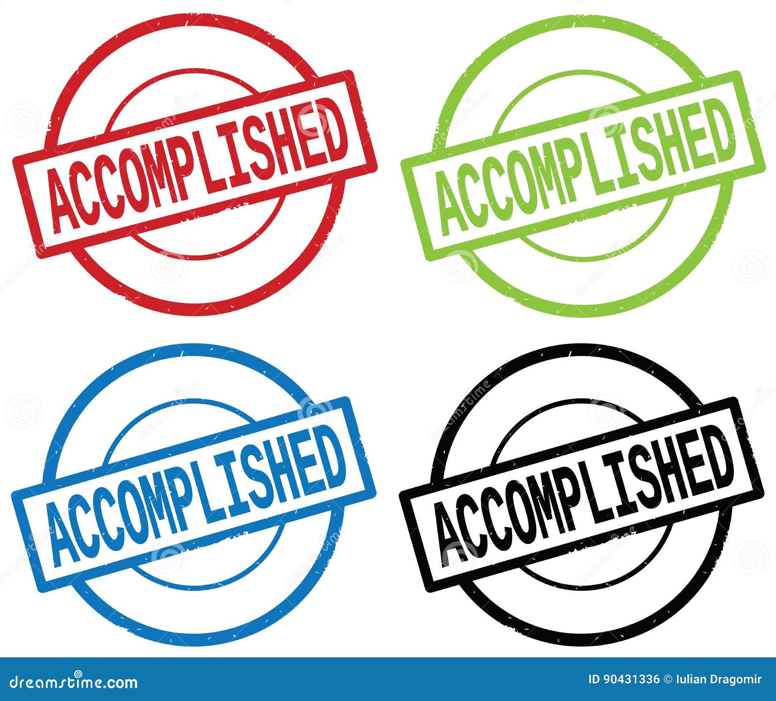 ACCOMPLISHED Text, on Round Simple Stamp Sign. Stock Illustration ...