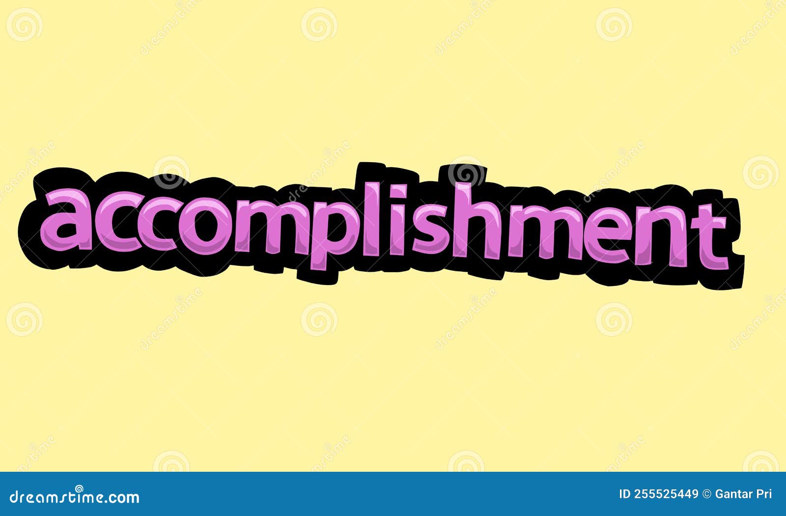 ACCOMPLISHMENT Writing Vector Design on a Yellow Background Stock ...