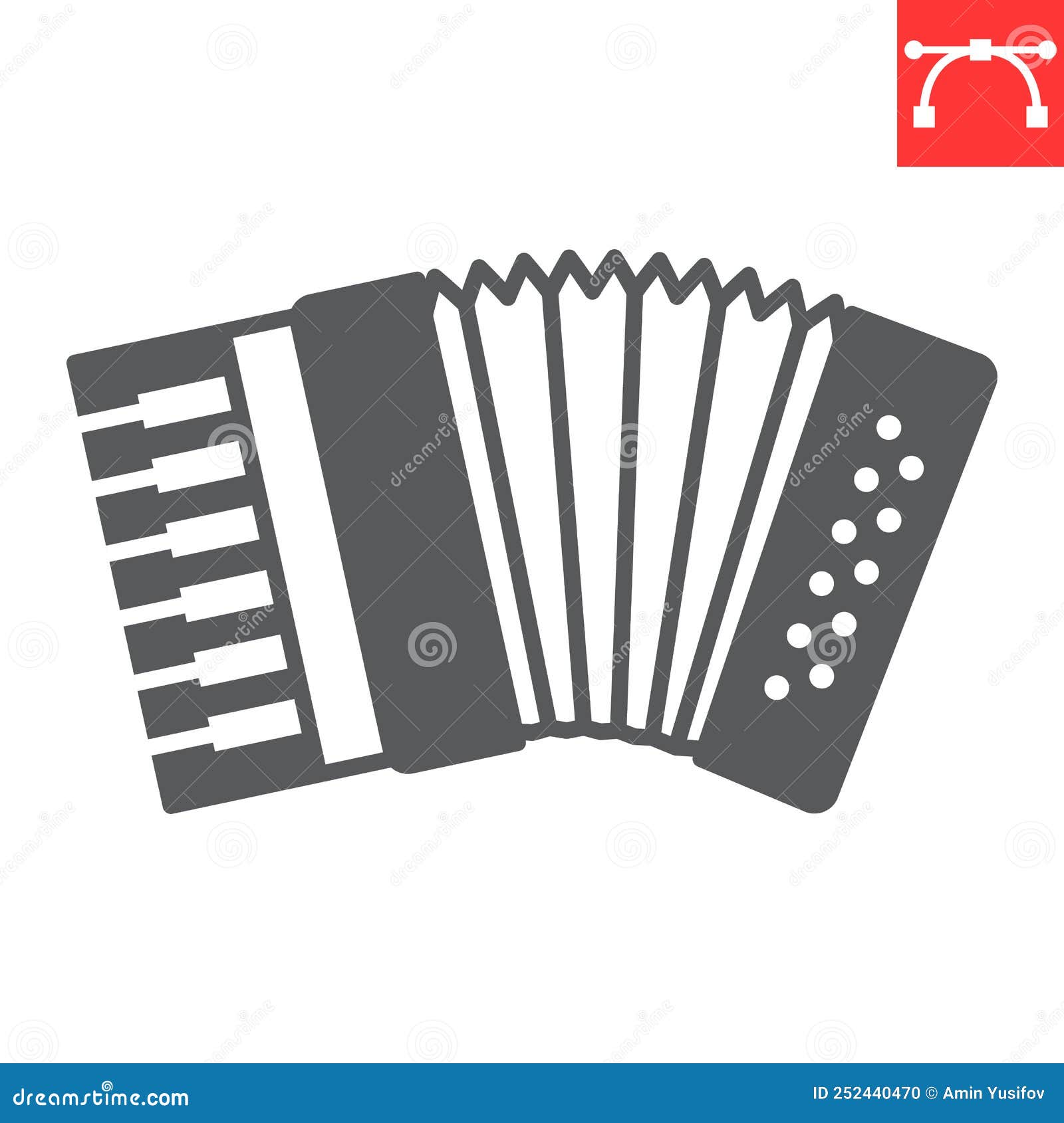 Accordion glyph icon stock vector. Illustration of button - 252440470