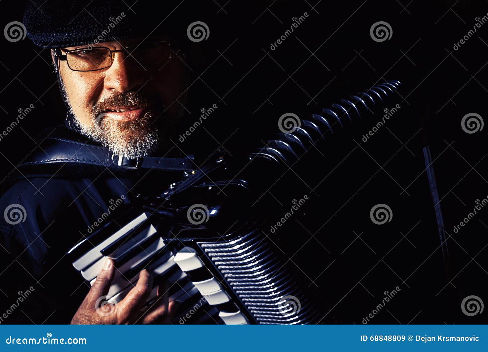 Accordion Player Portrait stock image. Image of concert - 68848809