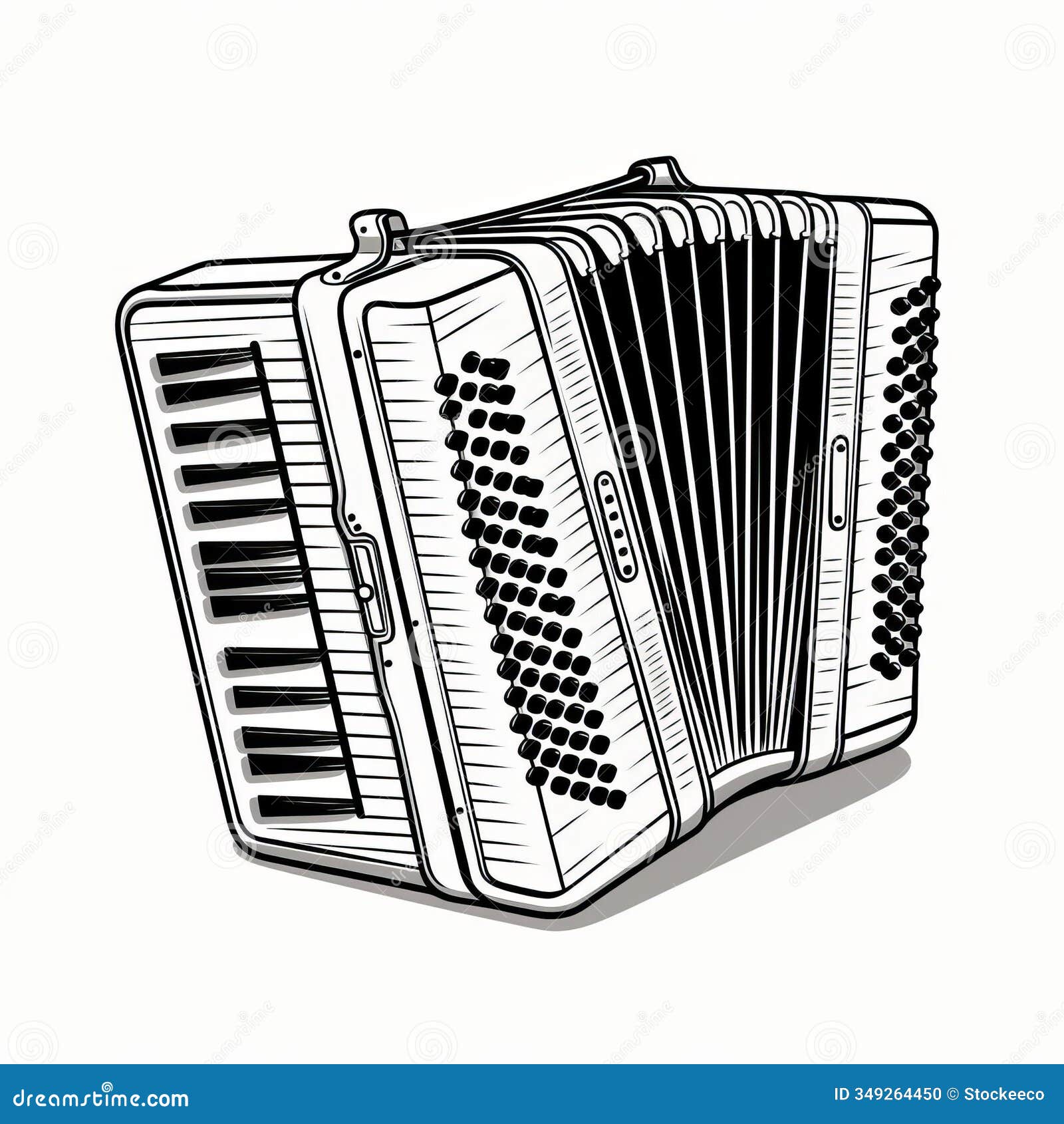 Realistic Accordion Illustration in Simple One-line Drawing Style Stock ...