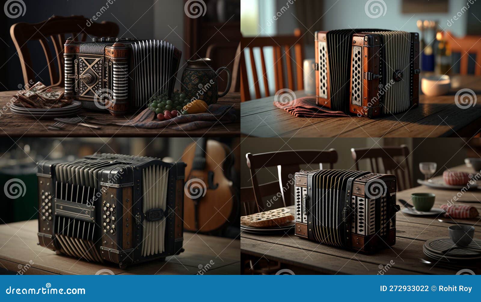 Accordion on a Table Ai Generative Stock Illustration - Illustration of ...
