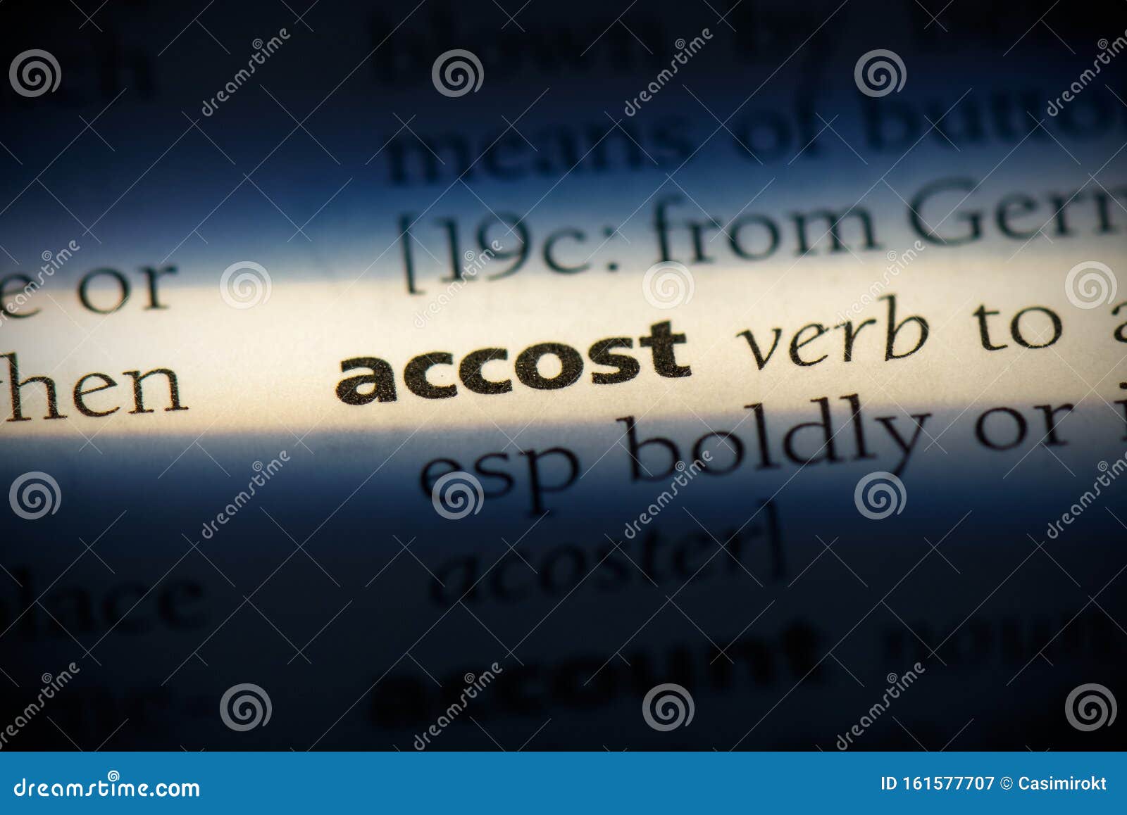 Accost stock image. Image of closeup, word, language - 161577707