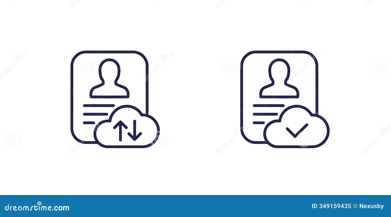 Account Backup Line Icons, Personal Data in Cloud Stock Vector ...