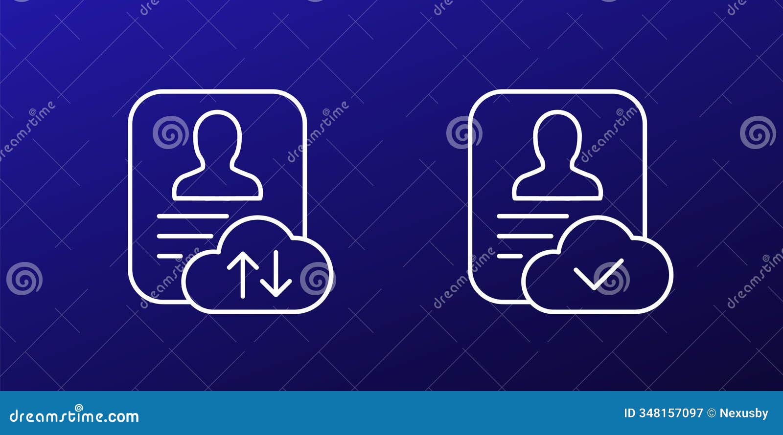 Account Backup Line Icons, Personal Data in Cloud Stock Illustration ...