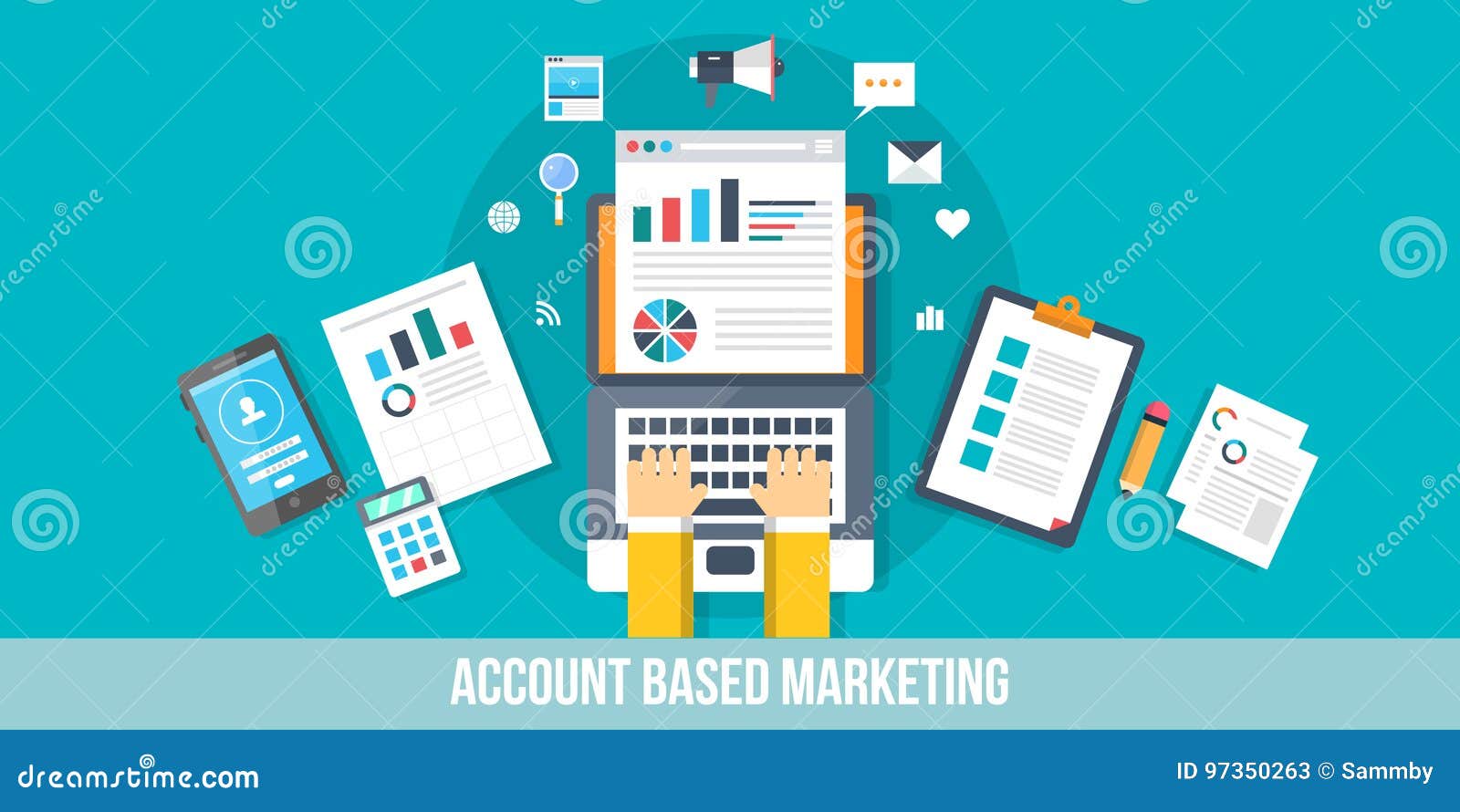 Account Based Marketing Concept - Vector Illustration Web Banner Stock ...