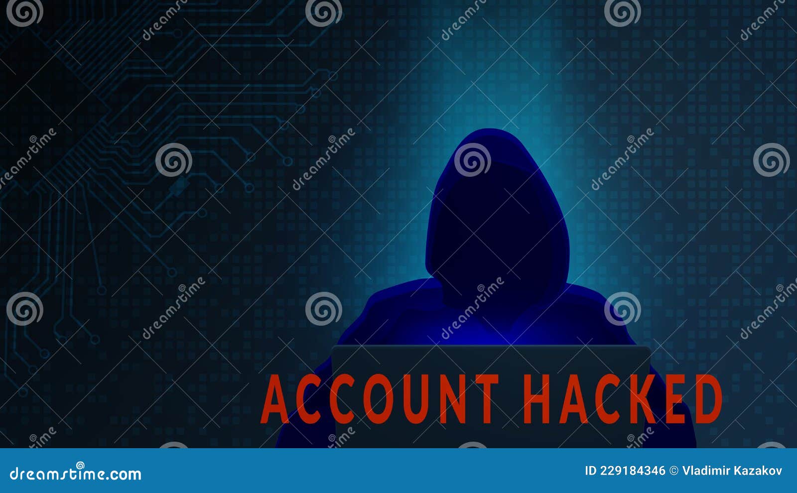 Account Hacked Message On Monitor Vector Illustration | CartoonDealer ...