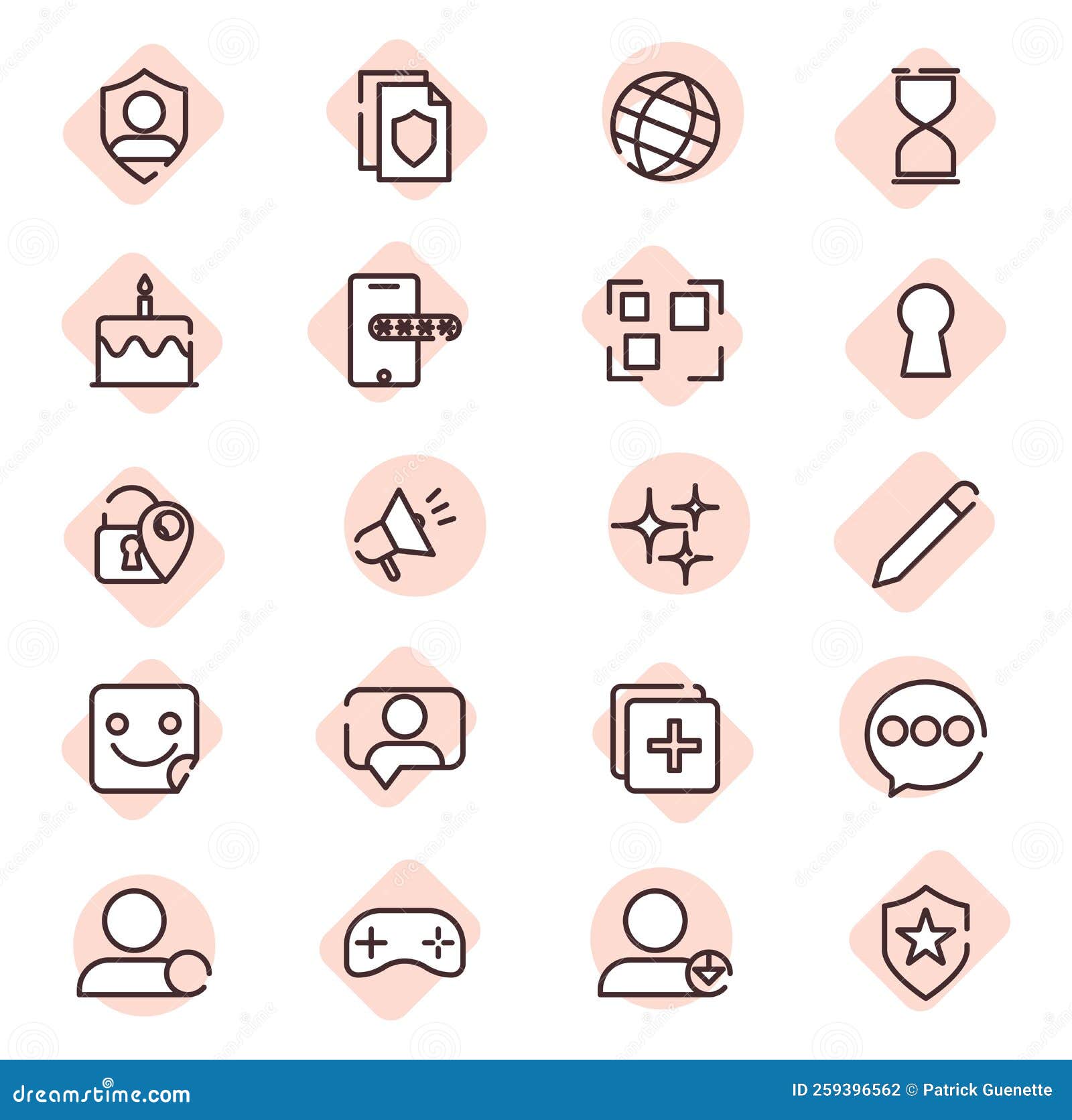 Account icon set, icon stock vector. Illustration of line - 259396562