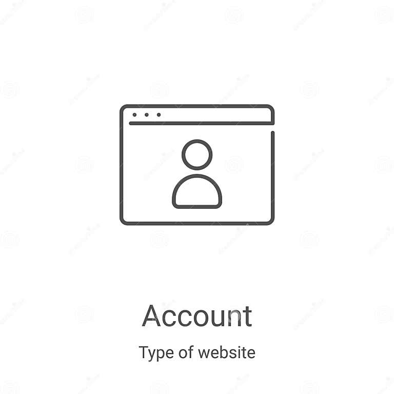 Account Icon Vector from Type of Website Collection. Thin Line Account ...