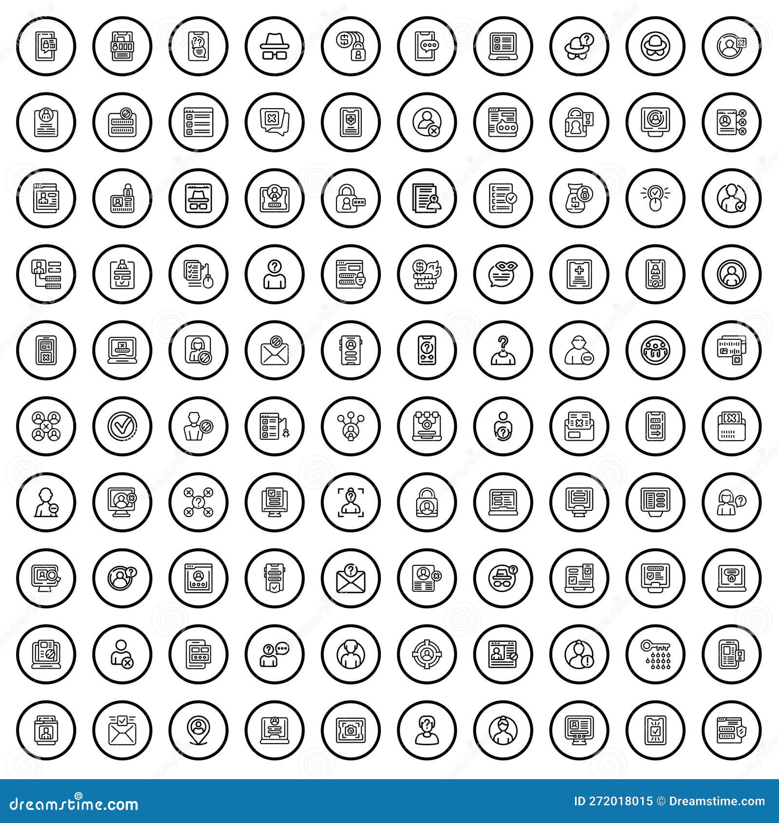 100 Account Icons Set, Outline Style Stock Vector - Illustration of ...