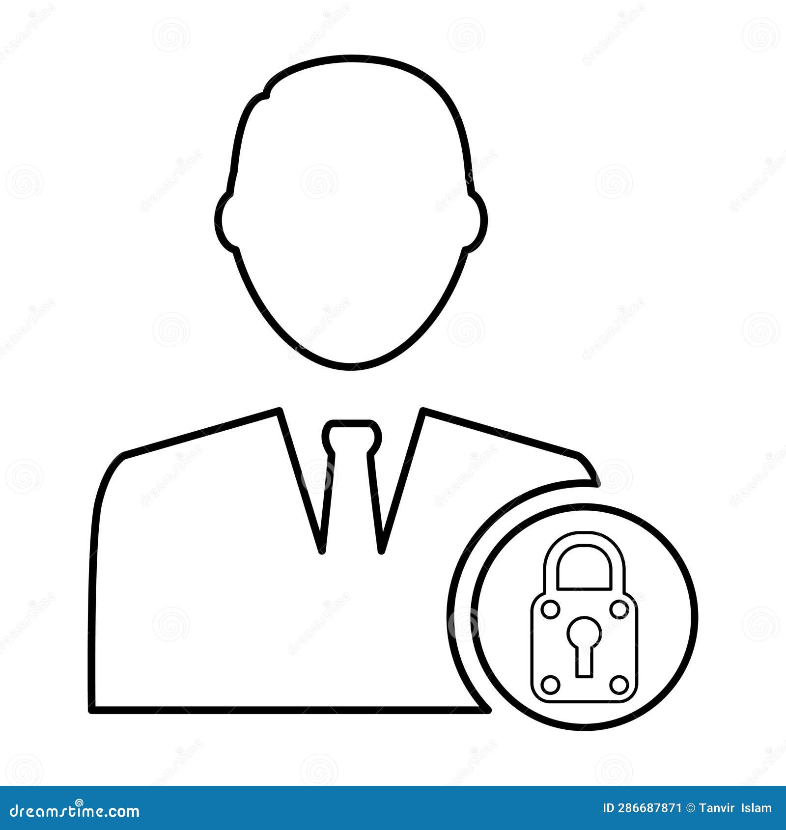 Account Lock Icon in Outline Style Stock Vector - Illustration of user ...