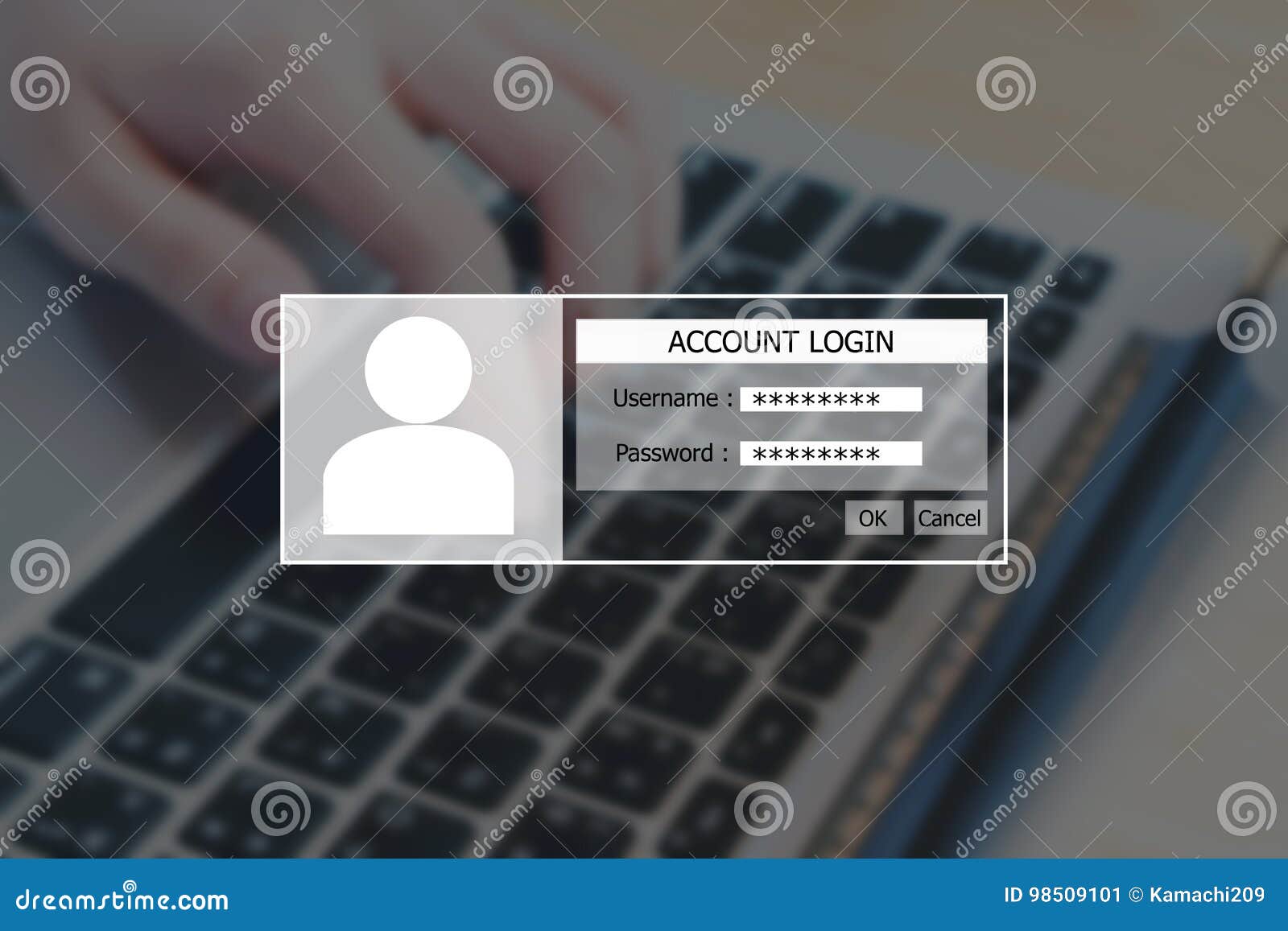 Account Lock Screen On Background Women Are Working On A Computer. The ...