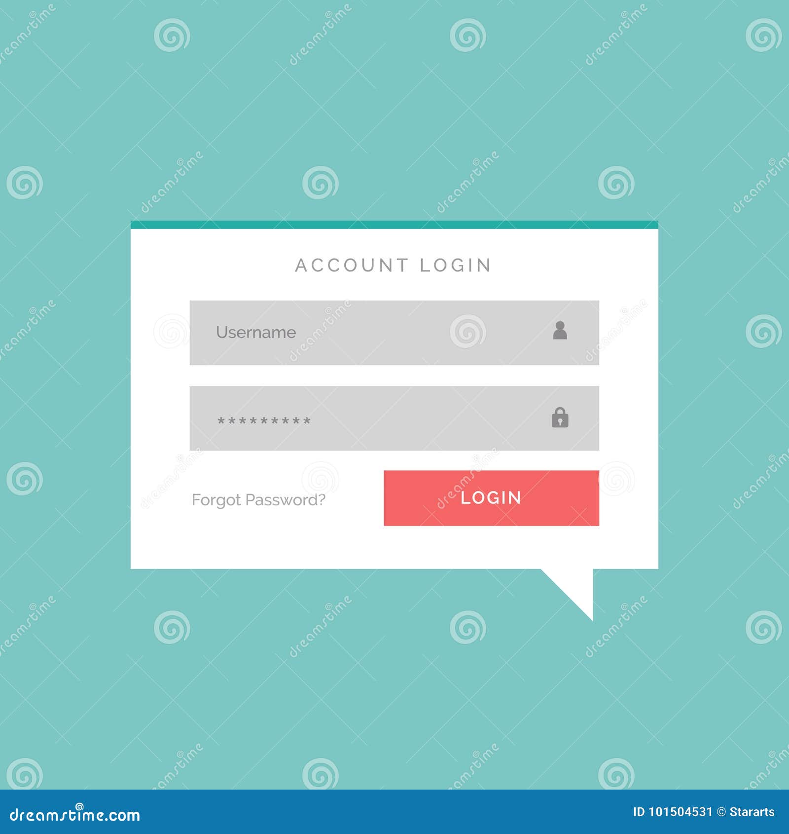 Account Login Box in Flat Chat Bubble Style Stock Vector - Illustration ...