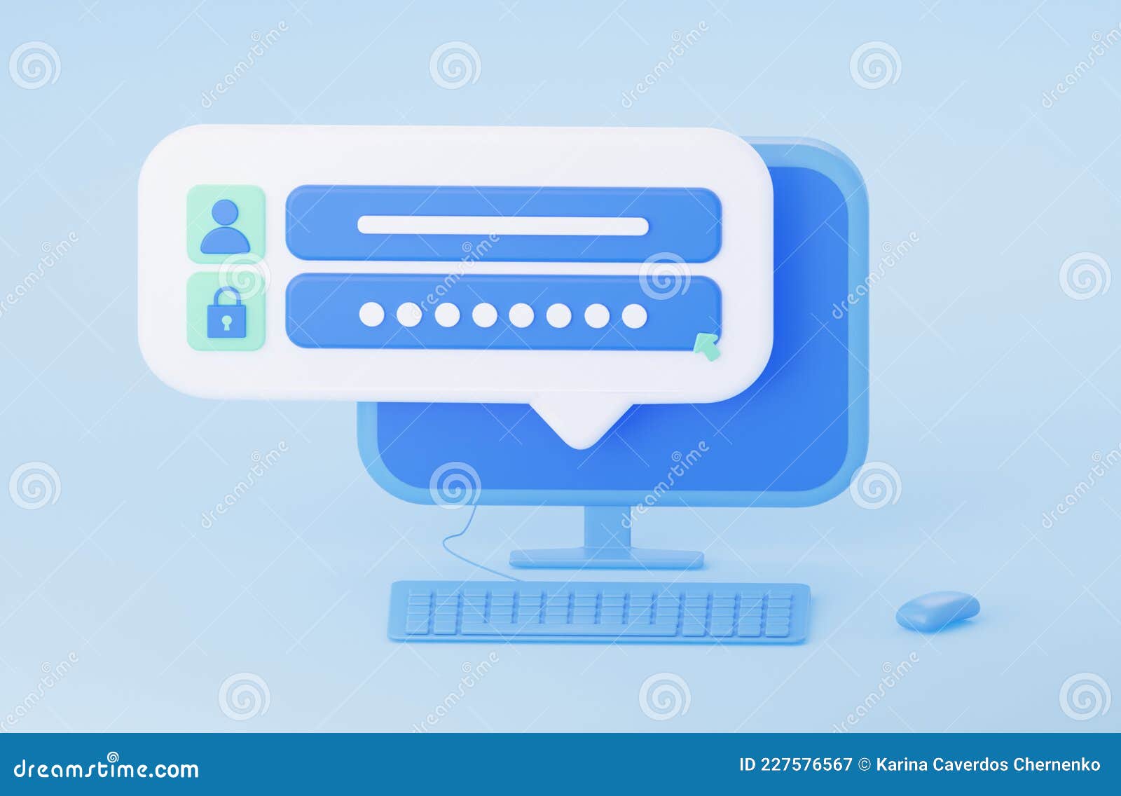 Account Login and Password on Computer. User Input. 3d Rendering. Stock ...