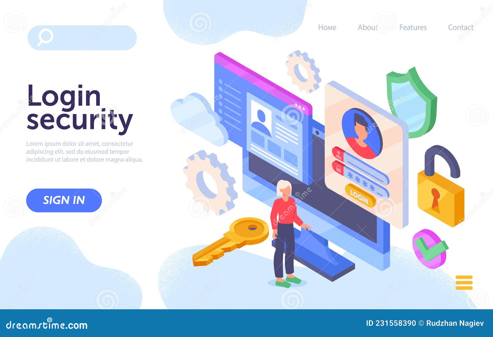 Account Login and Password Concept Stock Vector - Illustration of ...