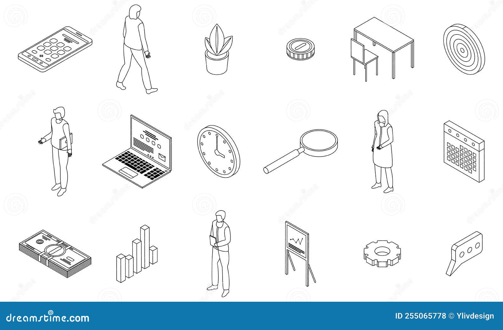 Account Manager Icons Set Vector Outline Stock Illustration ...