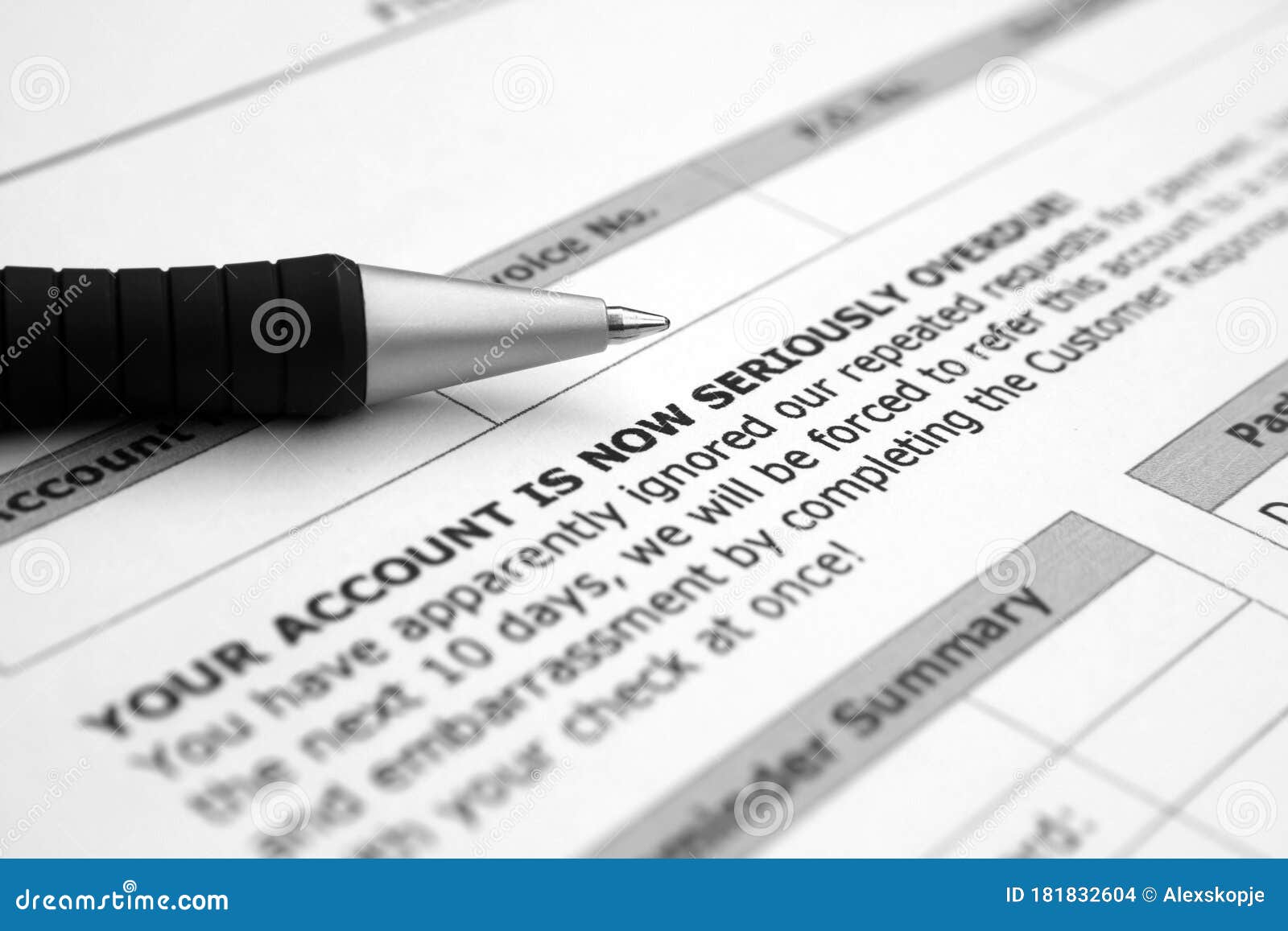 Account overdue stock photo. Image of charge, payment - 181832604