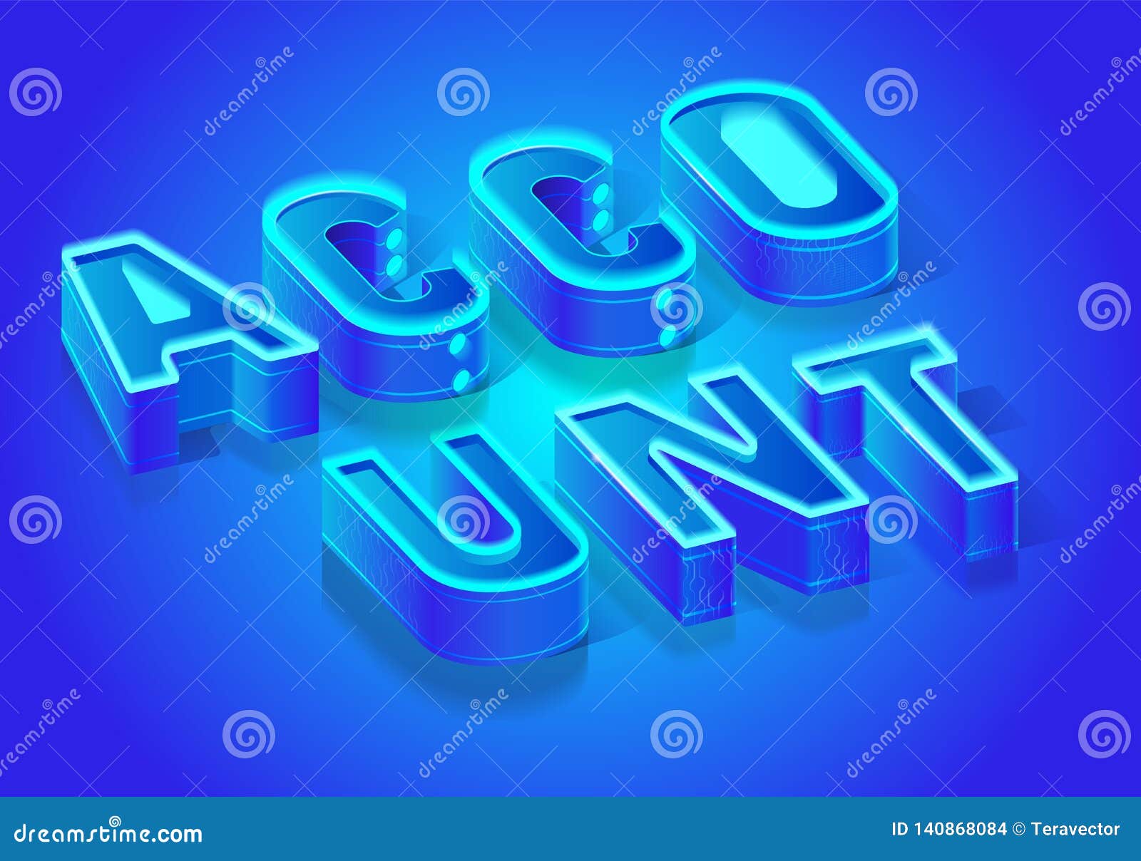 Account Word Isometric Vector Typography Template Stock Vector ...