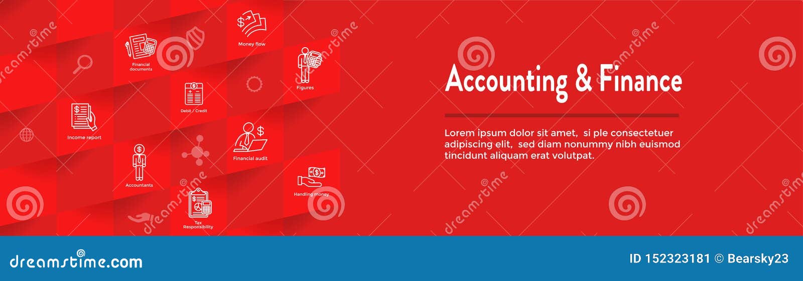 Accountant or Accounting Icon Set & Web Header Banner Stock Vector ...